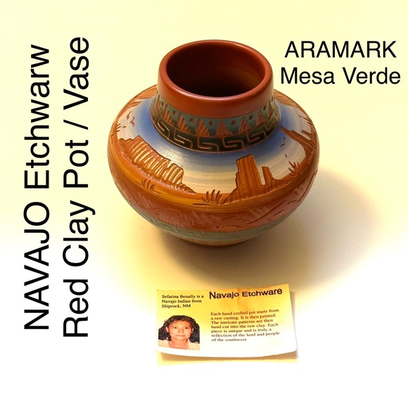 Accents | Navajo Etchware Red Clay Pot Aramark Mesa Verdi Vase ...